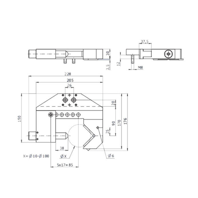 HPEDM® C596 050 system 3R ICS V-block vice B ø10-100 | High Precision ...